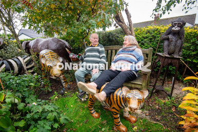 40393060-Roger and Susan Rimmer from Knott End in their garden full of ...
