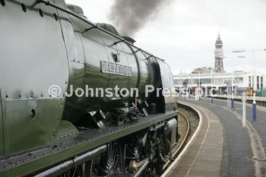 21761832-Duchess of Sutherland steams at Blackpool North Station. PAUL ...