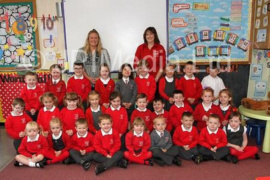 38206191-The P1 pupils at Drumachose Primary School with teacher Mrs ...