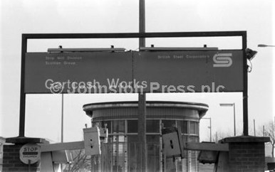 20384247-The gates of British Steel s Gartcosh Works steelworks which ...