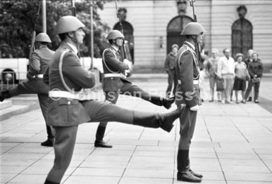 22656959-German guards demonstrate their distinctive marching style in ...
