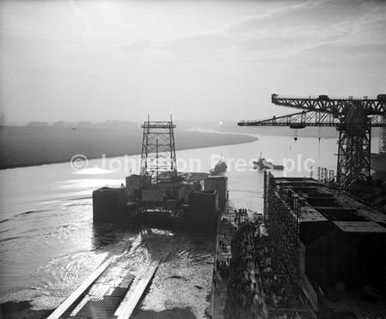 23460473-An oil platform being launched from John Brown s shipyard on ...