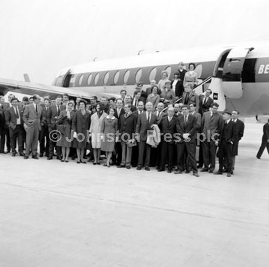 23443132-The first passengers to arrive at Abbotsinch Airport, Glasgow ...