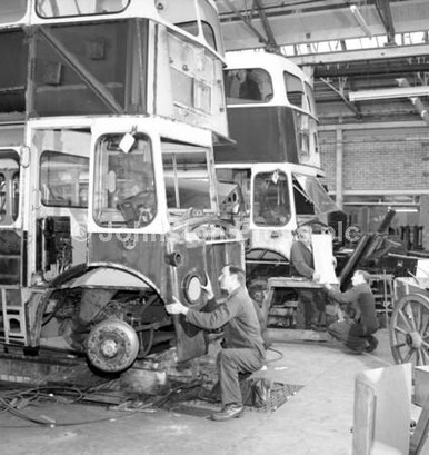 23443493-A view of Edinburgh Corporation buses being maintained ...