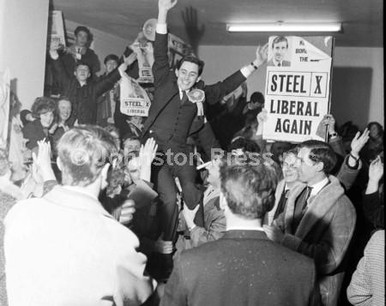 23443977-Mr David Steel celebrates at a post election party after ...