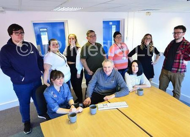 39334874-Peter Gowland with Hartlepower staff. Picture by FRANK REID ...