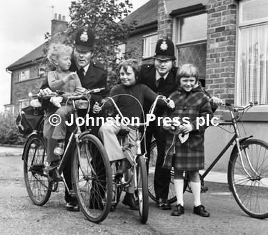 35944800-Local policemen and children in Abram in August 1976. It had just been announced that ...