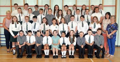 36449738-P7 pupils at Seagoe Primary School pictured with staff from ...