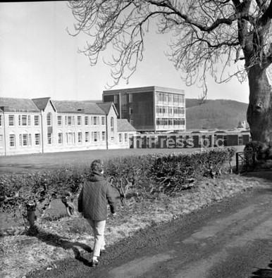 20234020-Girl walking past the old High School in Peebles, March 1970 ...