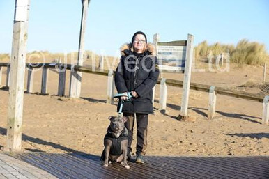 39365158-Out and about at Sandhaven Beach. Heather Sayers with Blue the ...