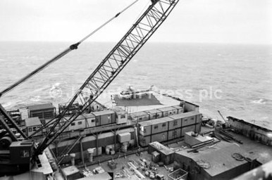 20243287-A helicopter lands at the Viking Piper oil platform, Claymore ...
