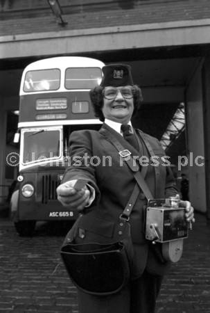 22562402-Ann Boyle, with ticket machine, bus conductress on the last ...