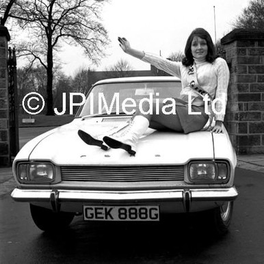 38978612-RETRO 1969 The new Ford Capri arrives in Wigan with Williams ...