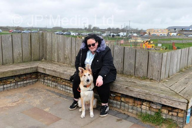39616530-Out and about at Blyth Beach. Anne-Marie Symonds with dog ...