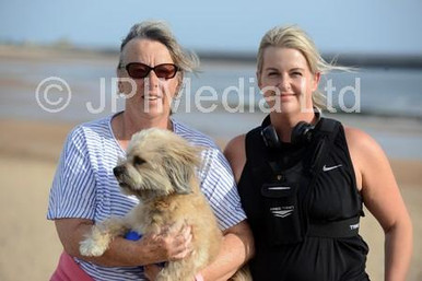 39147574-Out and about at Blyth Beach. From left Christine Jordan and ...