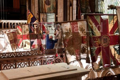 39206684-Regimental Flags are lowered in the Regimental Chapel at ...