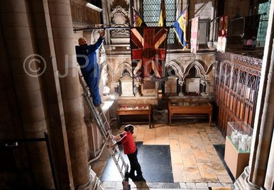 39207159-Regimental Flags are lowered in the Regimental Chapel at ...