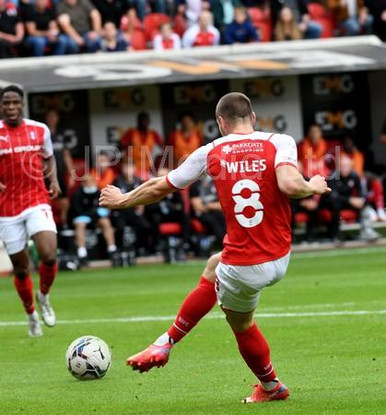 39076273-Ben Wiles shoots and scores for Rotherham against Plymouth ...