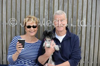 38973910-Out and about at Sandhaven Beach. Eileen and Peter Oxenham ...