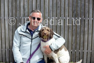 38999562-Out and about at Sandhaven Beach. Brian Godwin with Paddy the ...
