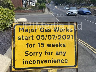 39035823-Signs warning of advanced road works in Hart Lane. Picture by ...