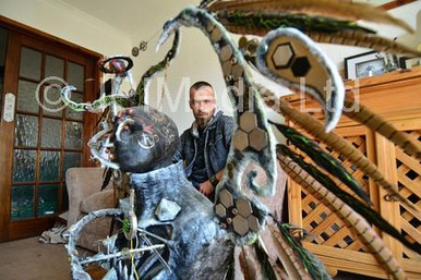 39051828-Danny Short with a piece of his art work. Picture by FRANK ...