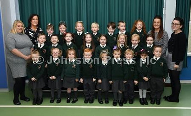 36903840-Sinead McFadden, second from left, pictured with her P1 class ...