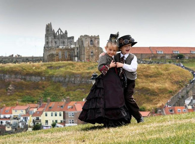 39628356-Whitby Steampunk Weekend. . Isabella Hayton with her brother ...