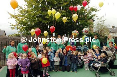 37555613-Children and staff release balloons to celebrate the 10th ...
