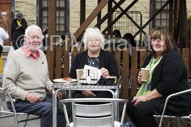 38709078-Brighouse Market. Enjoying breakfast, from the left, Noel ...