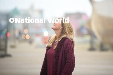 39652160-Lisa McNeill outside Blackpool Tower, which is lit purple for ...