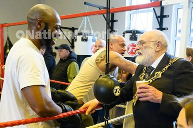 39672749-Pictured is: Chris Uwaka chats with Mayor of Portsmouth ...