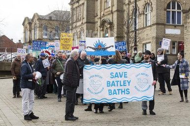 39673105-Save Batley Baths protest in Batley town centre. - Iconic ...