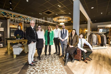 39673120-Joshua Adams menswear shop, Cleckheaton. From the left, Andy ...