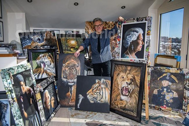 39677190-Artist Alan Rogan in his studio at his home in Cookridge ...