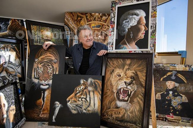 39677198-Artist Alan Rogan in his studio at his home in Cookridge ...