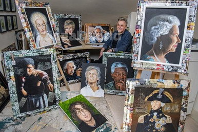 39677194-Artist Alan Rogan in his studio at his home in Cookridge ...