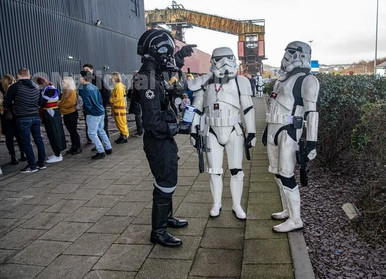 39678143-Storm Troopers welcome visitors at the Sheffield Comic-Con at ...