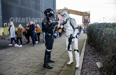 39678142-Storm Troopers welcome visitors at the Sheffield Comic-Con at ...