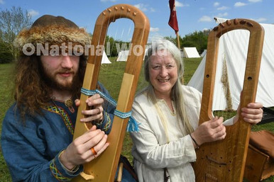 39705973-The Viking Festival at Flag Fen. Re-enactor Lyre musicians ...