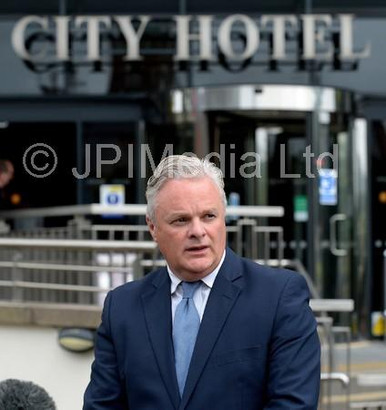 39036779-Solicitor Des Oâ€™Doherty speaking outside the City Hotel on ...