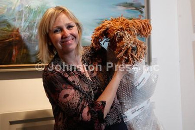 35679894-Artist Art Dealer Lara Bowen with a sculpture by Dominic Gubb ...