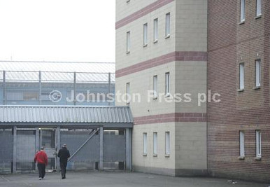 24202375-11 4 13 Edinburgh. A court yard, prisoner guard, at Saughton ...