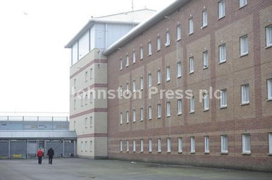 24202376-11 4 13 Edinburgh. A court yard, prisoner guard, at Saughton ...