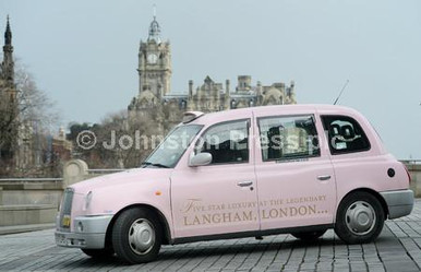 24110255-The Legendary Langham, London - Pink Taxi Outside the Scottish ...