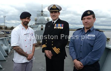 24498580-HMS EDINBURGH ARRIVES IN EDINBURGH Commanding Officer and Captain Nick Borbone flanked ...
