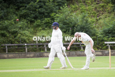 39803091-Cricket - Copley v Sowerby Bridge. Copley bowler Ian Hartley ...