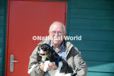 39838571-Out and about at Seaton Carew seafront. Andrew Dent with dog ...