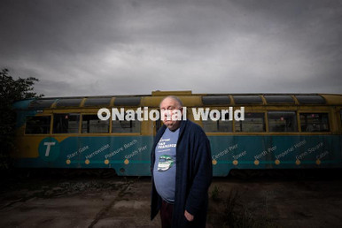 39874617-John Woodman with the last remaining trams at Wyre Dock LEP ...