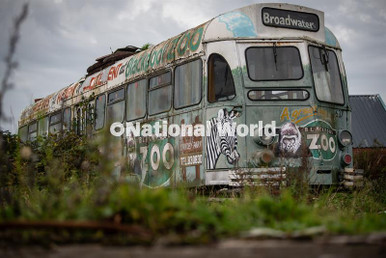 39874628-John Woodman with the last remaining trams at Wyre Dock LEP ...